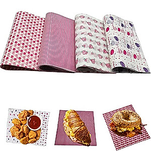 200 Pieces Wax Paper Deli Paper Sheets Sandwich Wrap Parchment Paper Picnic Paper Sheets for Food Basket Liner, Party,Kitchen,Restaurant(9.8inx8.5in)