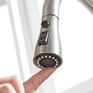 VAPSINT High Arc Single Handle Brushed Nickel Kitchen Faucet with Pull Down Sprayer,Commercial Modern Stainless Steel Kitchen Sink Faucet,Deck Mount Single Hole Pull Out Faucet for Kitchen Sink