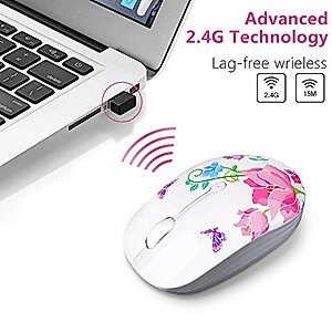 JUHOO Wireless Mouse with Nano Receiver for PC, Laptop, Notebook, Computer, MacBook, Less Noise, Portable Mobile Optical Mice