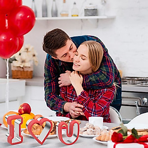 Valentine’s Day Cookie Cutter Set 3 Piece, Large Wedding Cookie Cutters with Hand Protection, Heavy Duty Stainless Steel Baking Pastry Set for Decorating