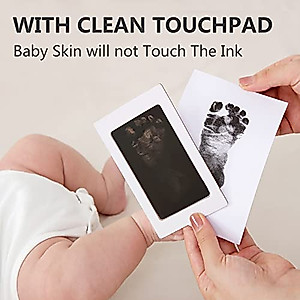 PewinGo Baby Hand and Footprint Kit,Inkless Baby Handprint Kit with 2 Safe Clean-Touch Ink Pads and a Wooden Baby Picture Frame for Newborn,Baby Boys & Girls,Baby Gifts for New ParentsBaby Shower