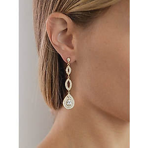 Mariell Gold Wedding Earrings, Cubic Zirconia Dangle Earrings for Bride, Bridesmaids, Gold Bridal Earring