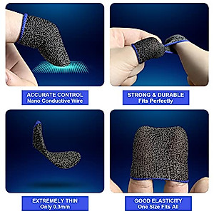 50 PCS Silver Fiber Gaming Finger Sleeves,Mobile Phone Game Controller Finger Thumb Sleeves Finger Seamless Touchscreen Anti-Sweat Breathable Finger Covers,for League of Legend, PUBG,Rules of Survival