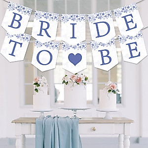 Bride To Be Banner, Blue Floral Bachelorette Bridal Party Banner for Bachelorette Bridal Party Decorations & Decor