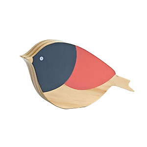 Wooden Bird Statue Sculpture Nursery Room Decor Red Bird Tabletop Figurine Home Decoration Handmade Premium Kids Gifts