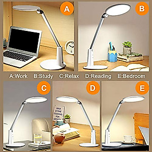 GERINTECH LED Desk Lamp with Adjustable Brightness, Dimmable Bright Table Lamp for Bedroom, Office, Reading, Study (White)