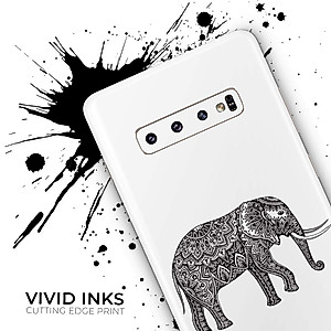 DesignSkinz Black and White Aztec Ethnic Elephant Protective Vinyl Decal Wrap Skin Cover Compatible with The Samsung Galaxy S20 (Screen Trim & Back Glass Skin)