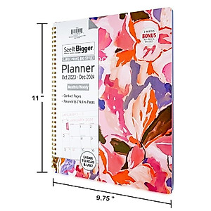 PlanAhead See IT Bigger April 2024 - June 2025 Monthly/Weekly Large Planner 8.5" x 11"and SUHEYLA Twin Fluresten Pen