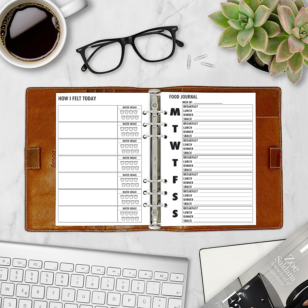 A5 Food Journal Planner Insert Refill, 5.83″ x 8.27″, Fits 6-Rings Binders - Filofax, LV GM, Moterm, Choice of Quantity