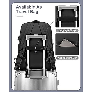 wepadre Black Travel Laptop Backpack For Women Men Sports Gym Backpack With Laptop Compartment College Backpacks For Women Waterproof Aesthetic Carry On Backpack For Traveling On Airplane