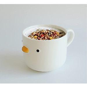 PURROOM Large Breakfast Mug, Handmade Glaze Duck Cup, Safety Ceramic Coffee Mug & Oatmeal Soup Cup, 22oz Oversized Cute Cereal Cup. Best Gifts For Family Friends.