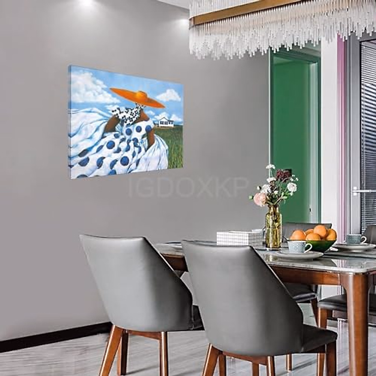 MOIKEN Jonathan Green Artist Creative Oil Painting Girl Wearing Hat Painting Art Poster (1) Canvas Poster Bedroom Decor Office Room Decor Gift Frame-style 20x16inch(50x40cm)