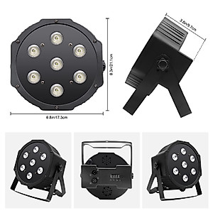7x10W Par DJ LED Par Light Remote & DMX Controlled Sound Activated Auto Play Uplights for Wedding Birthday Christmas Holiday Music Show Dance Party Stage