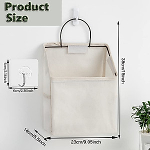 Speusurea 4 Pack White and Gray Wall Hanging Storage Bag Bathroom Closet Hanging Organizer Bag Waterproof Storage Basket with Sticky Hook Contton Linen Over The Door Hanging Organizer Box Pocket