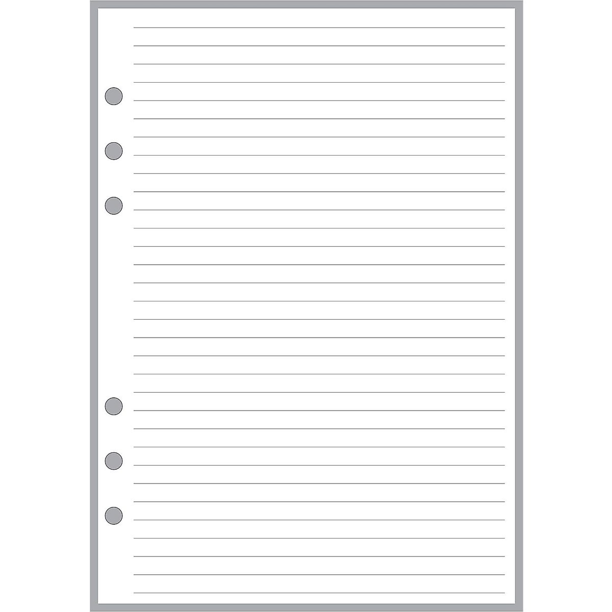 A5 Size Simple Note Paper, 1/4" Spacing, Sized and Punched for 6-Ring A5 Notebooks by Filofax, LV (GM), Kikki K, TMI, and Others. Sheet Size 5.83" x 8.27" (148mm x 210mm)