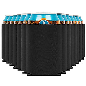 Blank Beer Can Coolers Sleeves (30-Pack) Soft Insulated Beer Can Cooler Sleeves - HTV Friendly Plain Black Can Sleeves for Soda, Beer & Water Bottles - Blanks for Vinyl Projects Wedding Favors & Gifts