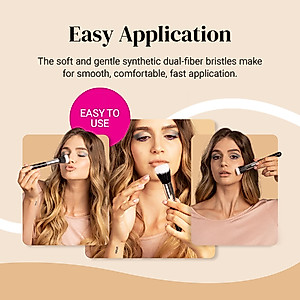 Keshima Duo-Fiber Stippling Brush - Premium Stipple Brush for Powder and Liquid Makeup Foundation