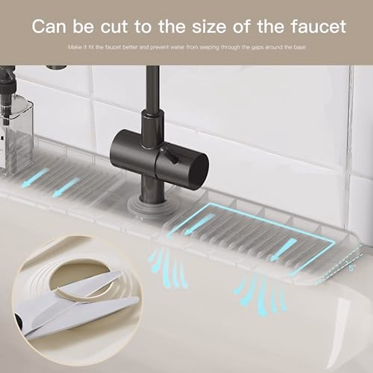 Hiborth Universal Faucet Draining Mat Faucet Draining Mat Non-slip Silicone Quick Drying Foldable Bathroom Kitchen Sink Splash Guard Faucet Draining Pad Transparent 2XL