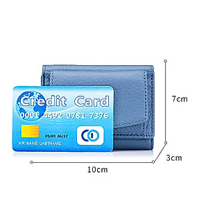 ZUICC 2023 New Vegan Mini Wallet for Women,Unisex Anti-Credit Card Fraud Folding Mini Wallet Trifold Leather Pocket Purse (blue)