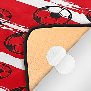 KOBLEN Red Football Kitchen Rugs Non Slip Washable Absorbent Kitchen Mats 20x39 inch Cushioned Anti Fatigue Kitchen Floor Mats for in Front of Sink