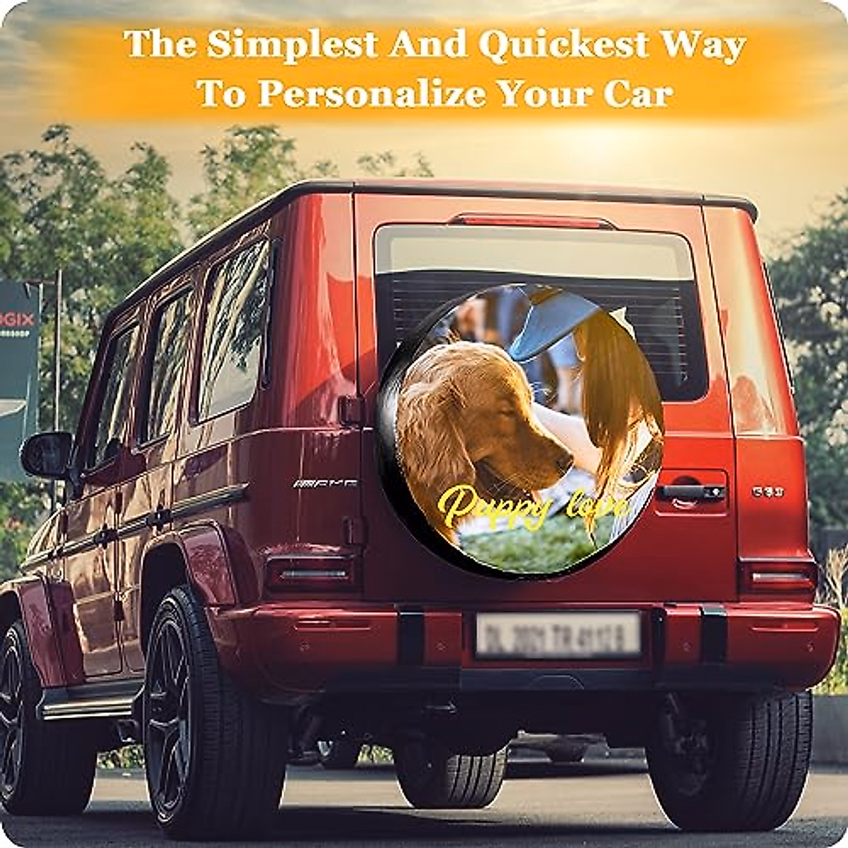 Custom Spare Tire Cover Personalized Tire Cover Customize Your Photo Text Logo Waterproof Dust-Proof Wheel Tire Covers Protectors Universal All Vehicles Trailer Camper RV RV SUV (15 inch)