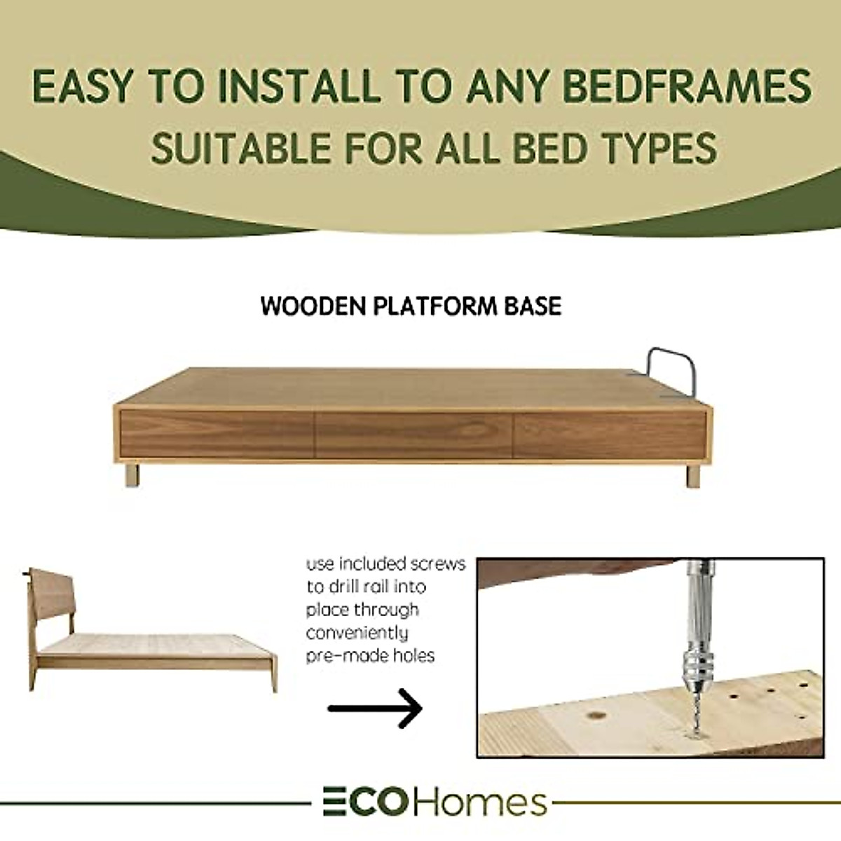 ECOHomes Mattress Retainer Bar for Foot of Beds for Home, RV | Non Slip Gaskets Metal Bar Holder for Bottom of Bed Frames & Adjustable Beds - Guard Rail Stops Mattress from Sliding, Moving & Slipping