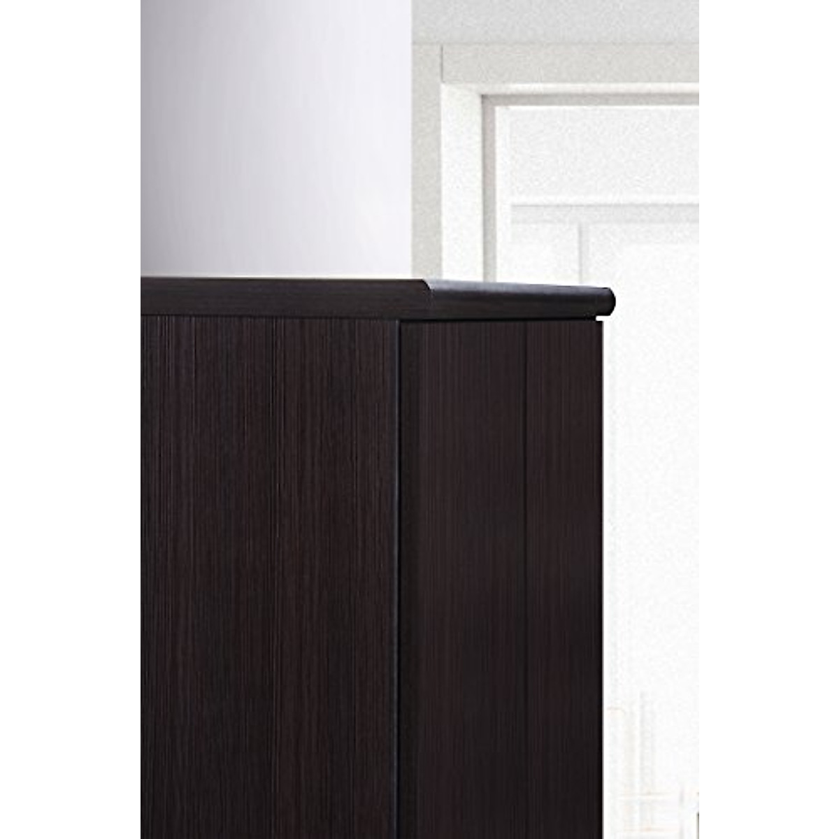 HODEDAH IMPORT Furniture 2 Door Wardrobe with Adjustable/Removable Shelves & Hanging Rod, Chocolate