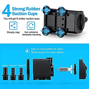 CWKJ Fountain Pump, 880GPH Submersible Water Pump, Durable 60W Outdoor Fountain Water Pump with 6.5ft Tubing (ID x 1/2-Inch), 3 Nozzles for Aquarium, Pond, Fish Tank, Water Pump Hydroponics, Fountain