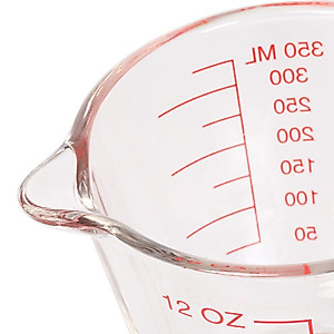 DOTINGHUX 12 oz Measuring Cup 1½ Cup Glass, Clear, Red