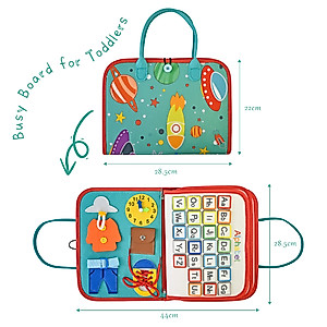 Busy Board Montessori Toy for 1-4 Year-Old Toddlers Sensory Activity- Airplane Travel Essentials Kids Ages 1-3 Road Trip Games Quiet Book Birthday Gifts Learning Toy 18 Months Baby Educational