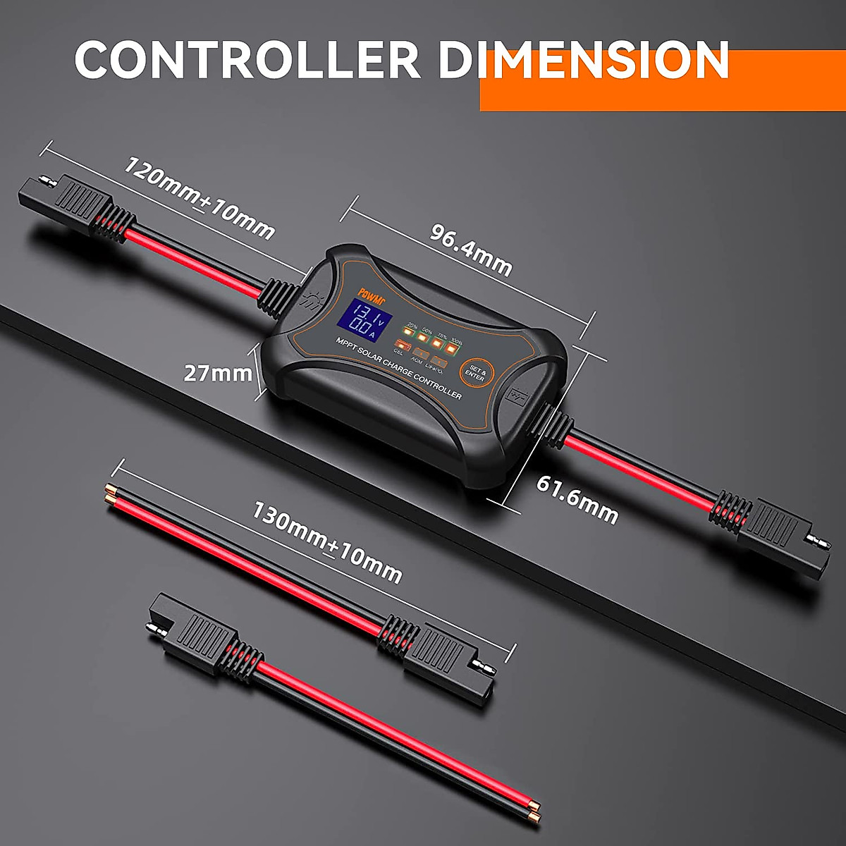 10A MPPT Solar Charge Controller 12V, PowMr 10 Amp 12 Volt Solar Panel Regulator with Digital LCD Display, Solar Intelligent Controller for 12V Lead-Acid, LiFePO4, Lithium Batteries