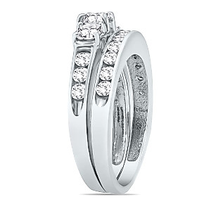 1 1/2 Carat TW Three Stone Diamond Bridal Set in 10K White Gold