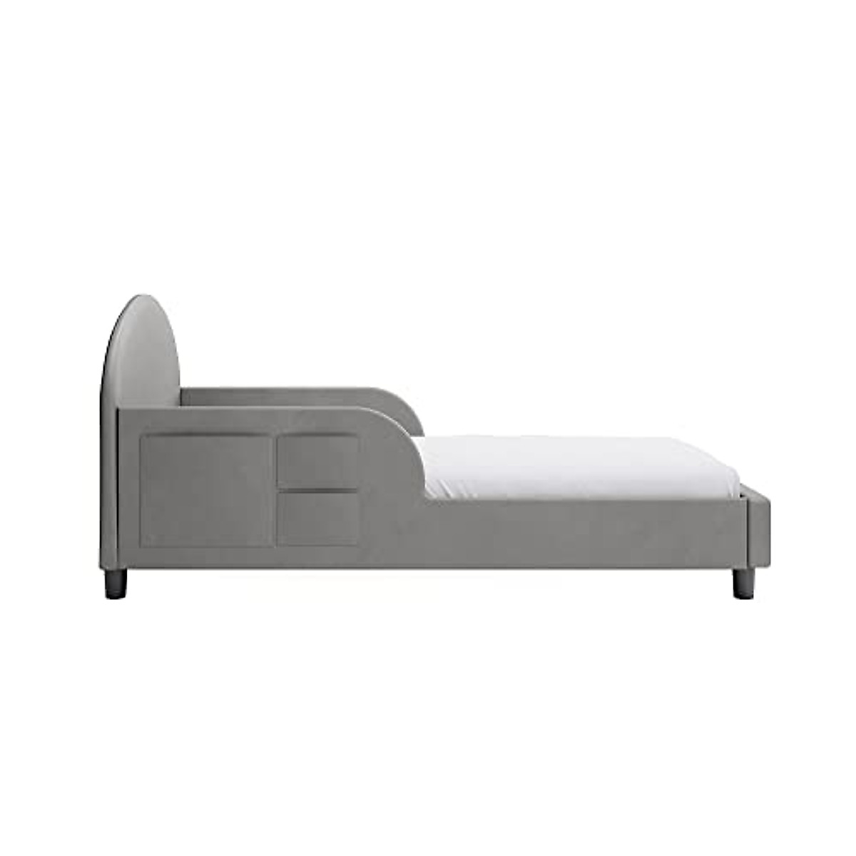 Little Seeds Oliver Upholstered Toddler Bed with Storage Pockets, Gray