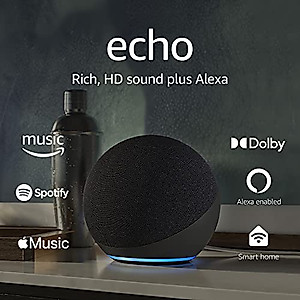 Echo (4th Gen) | With premium sound, smart home hub, and Alexa | Charcoal