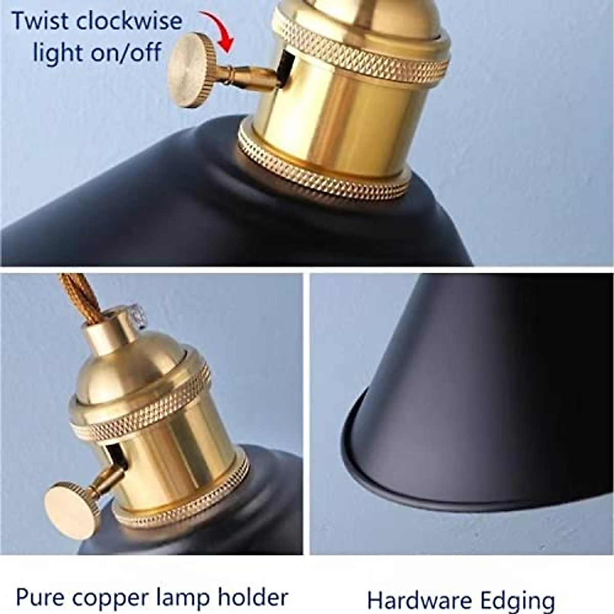 LightInTheBox 2PCS Vintage Wall Sconce, Retro Wall Light Fixture Metal Nordic Wall Lamp for Vanity Bedroom Aisle Grey