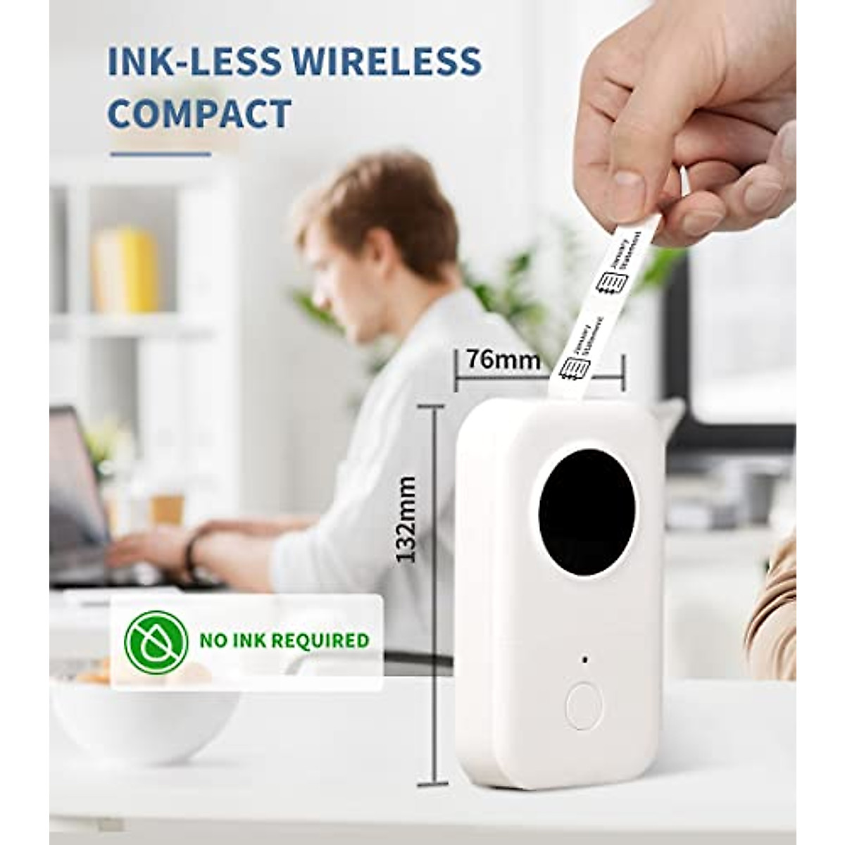 Phomemo D30 Label Maker Machine with 4 Tapes - Black on Clear, White Tape, Mini Bluetooth Label Printer, Portable Smart Phone Handheld Sticker Mini Labeler Inkless Rechargeable, BPA-Free