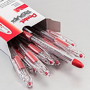 Pentel BK90B R.S.V.P. Stick Ballpoint Pen, .7mm, Trans Barrel, Red Ink (Pack of 12)