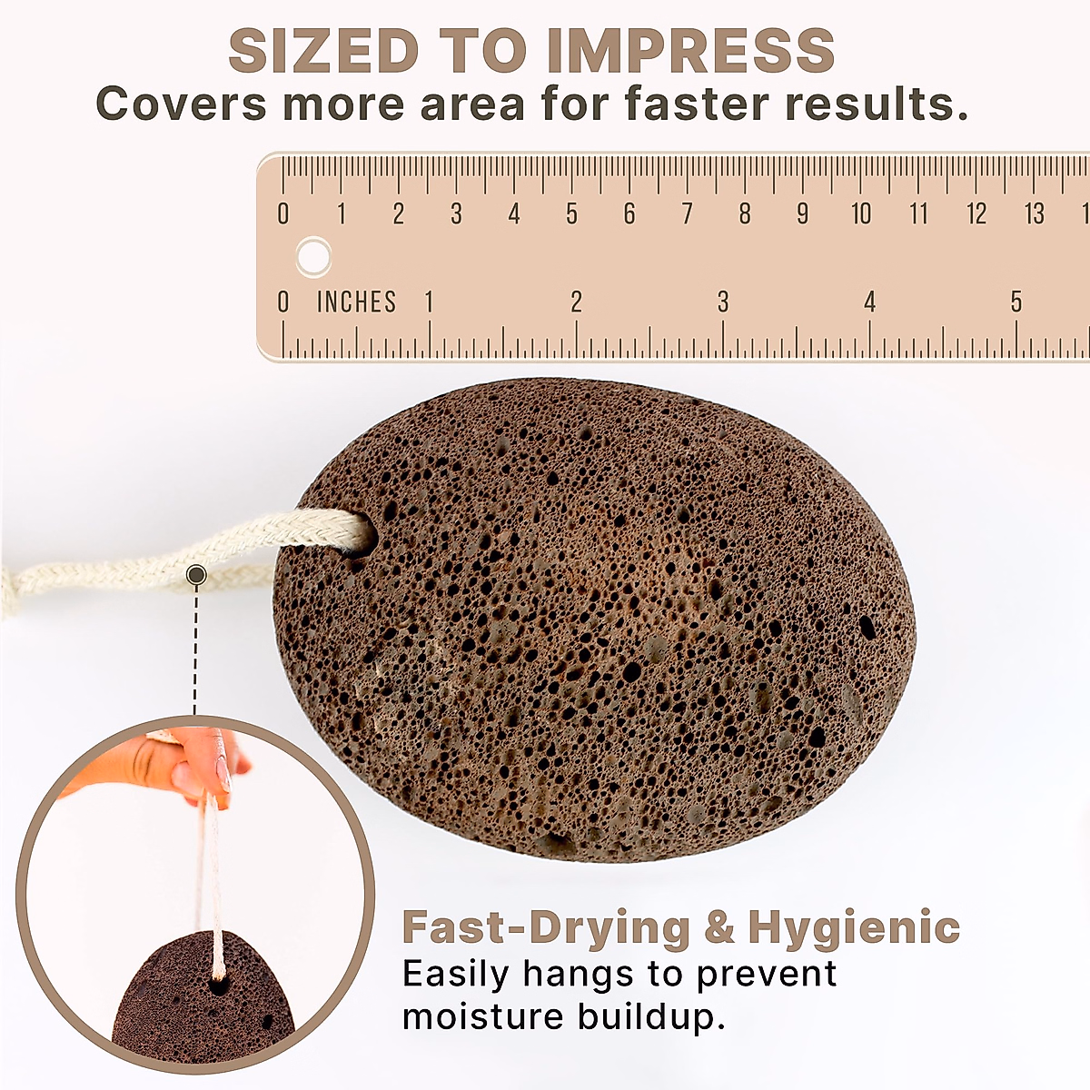 Pumice Stone for Feet - Natural Lava Stone Foot Exfoliator, Callus Remove for Feet, Hands & Dead Skin, Foot Scrubber for Pedicure & Cracked Heels, Strong & Durable Design for Smooth & Soft Feets