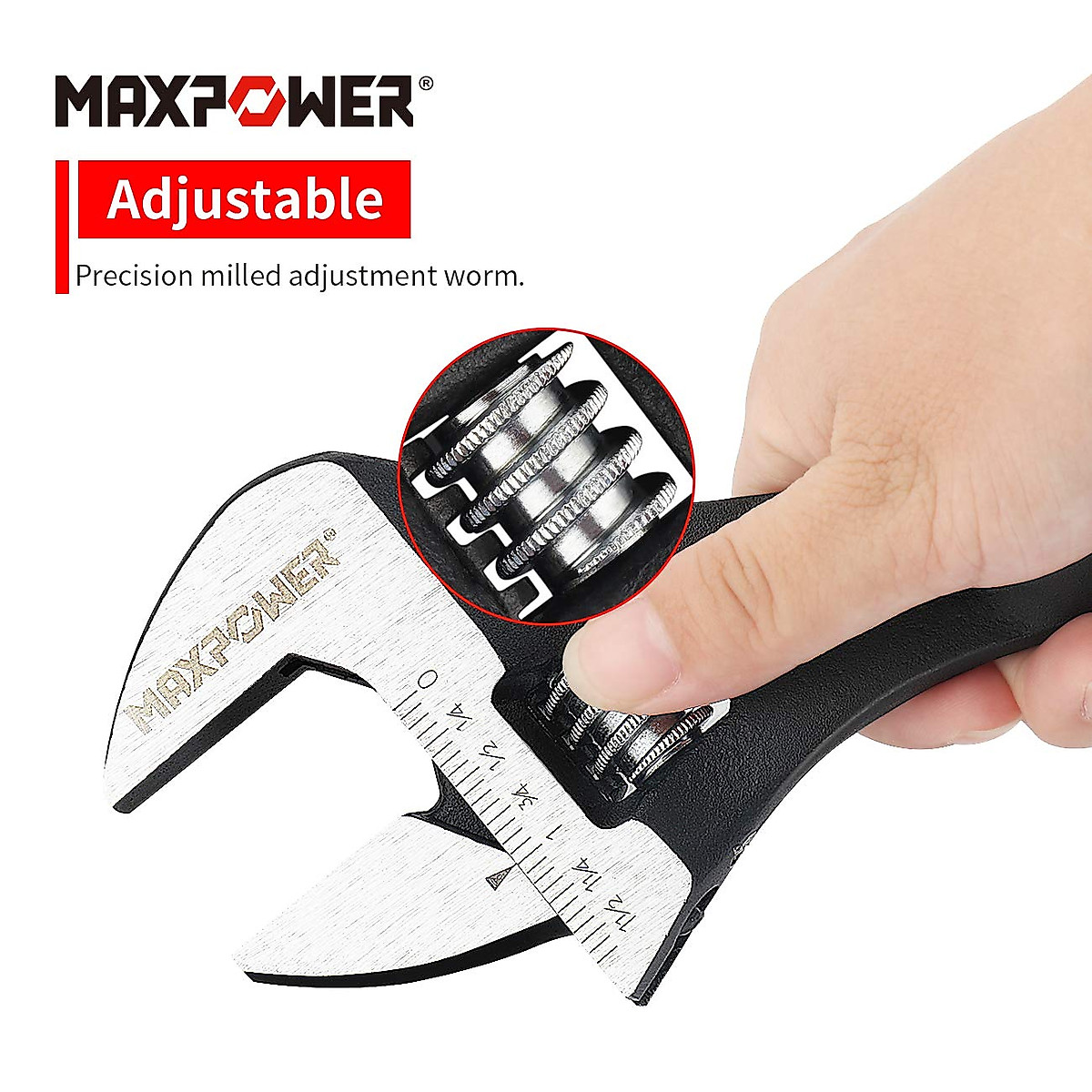 MAXPOWER 3-pieces Spud Wrench, 10-inch 12-inch 16-inch Adjustable Wrench Set with Kitbag