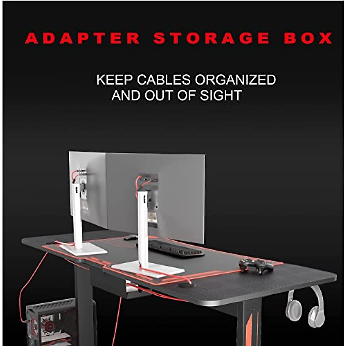 Sleepmax Gaming/Computer Desk 63 Inch, T-Shaped Gaming/Computer Table with Large Mouse Pad, Black PC Desk Gamer Setup with Cup Holder and Headphone Hook for Home/Office