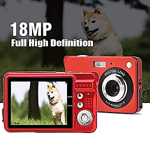 8X Zoom Digital Camera, 18 MP 2.7in LCD Display Camera, Video Camera, Built in Microphone, Maximum Support 32GB SD Memory Card, for Adults and Children(red)