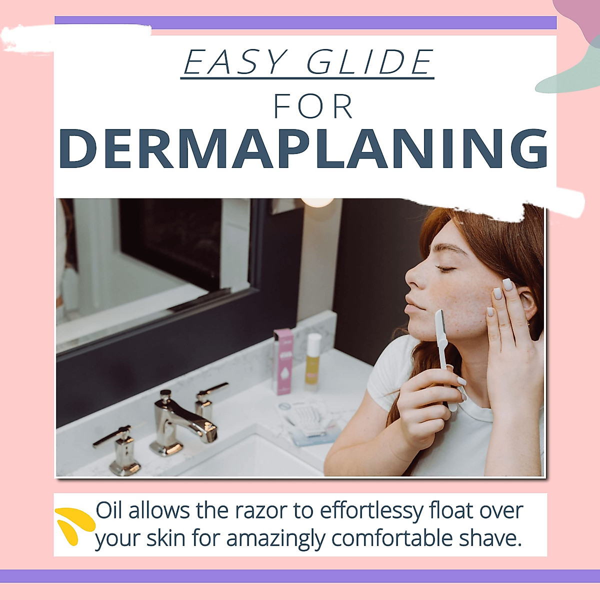 Dermaplaning Oil - Smooth Glide Skin Barrier Shave Oil for Women - Use with Dermaplaning Tool, Face Razor, Eyebrow Razor, Microblades for Face - Softens Area Pre Shave & After Shave