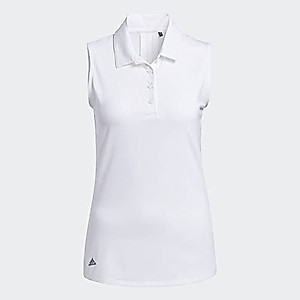 adidas Golf Women's Ultimate365 Primegreen Sleeveless Polo Shirt, White, Extra Large