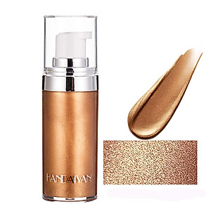 MEICOLY Face Body Luminizer,Liquid Illuminator Body Shimmer Oil,Moisturizing Bronzer Highlighter Smooth Shine Highlight Glow Makeup,Waterproof Body Shimmering Glitter,03 Bronze Gold