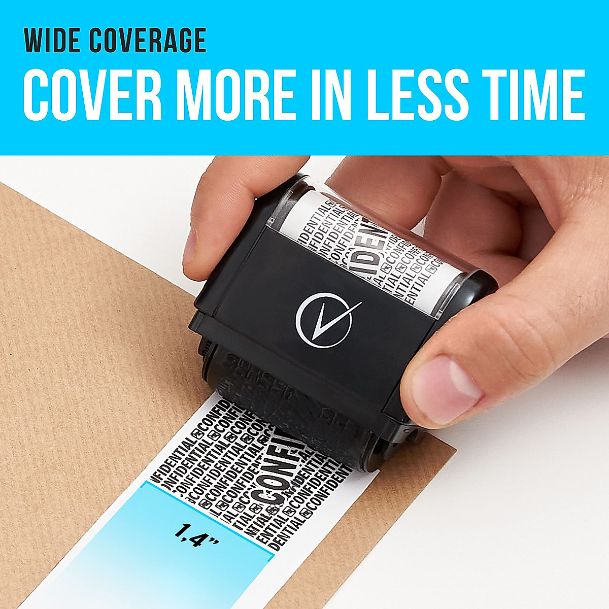 Wide Confidential Roller Stamp - Identity Protection Roller Stamps with Box Cutter and E-Book, Identity Theft Stamp, Confidential Stamp Roller for Privacy Protection Security Stamp Roller Kit - Black