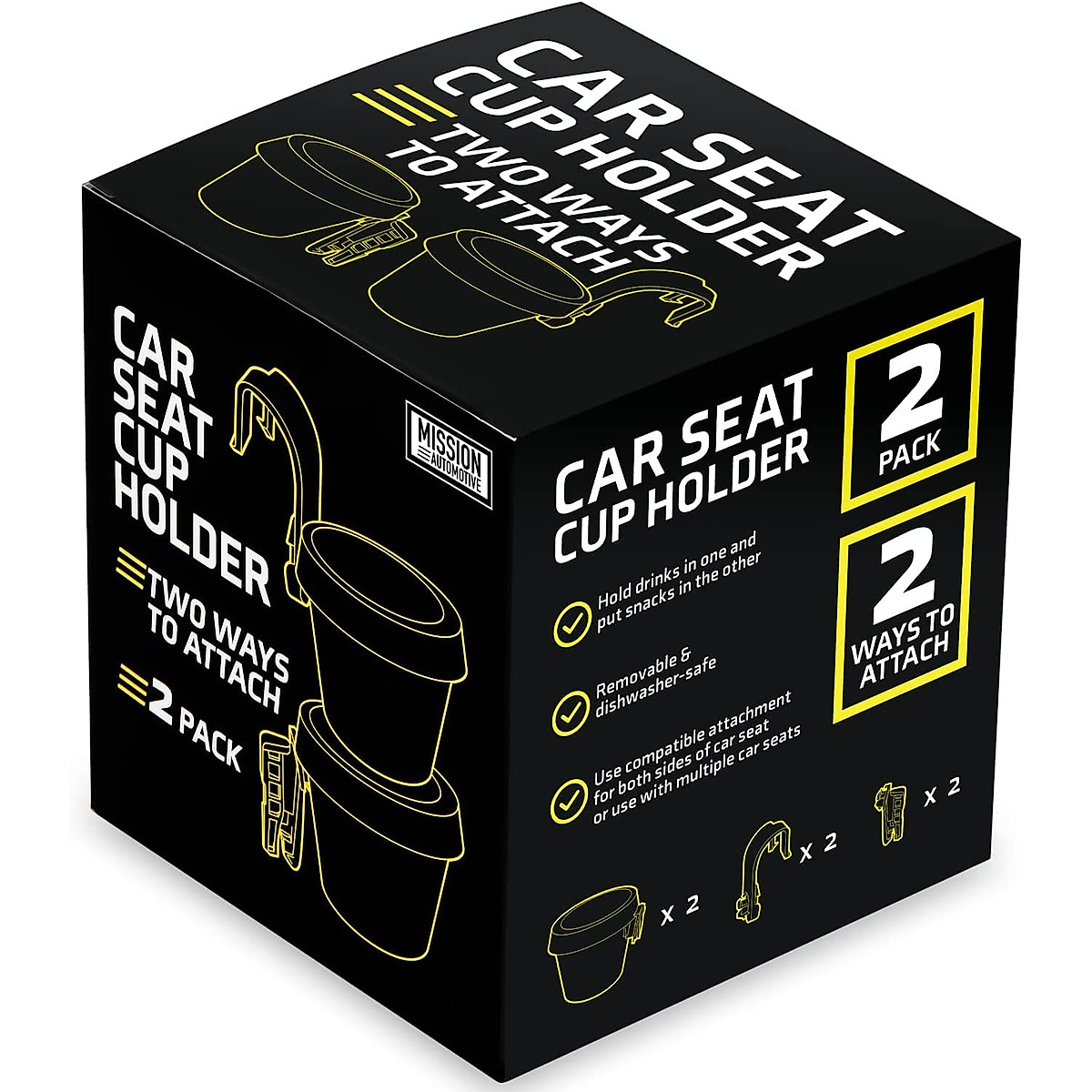 Mission Automotive [2 Pack] Mission Automotive Car Seat Cup Holder Intended for Britax ClickTight & Non-ClickTight Convertible Car Seats - Car Seat Cup Holders for Your Child's Car Seat -Attachment