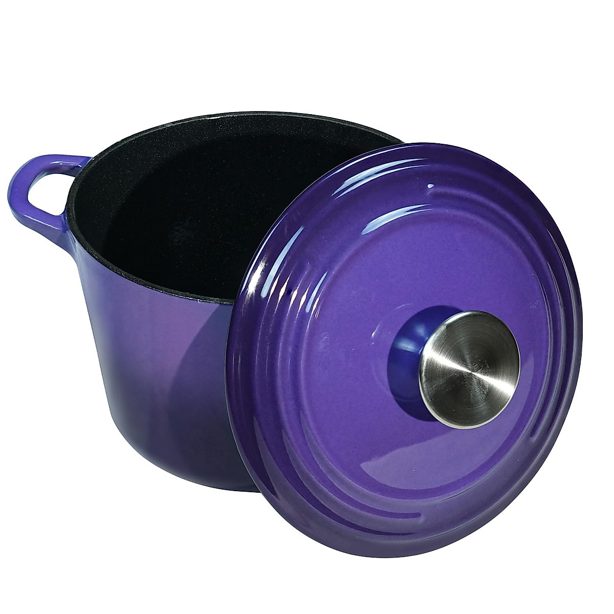 Flavehc Dutch Oven Pot with Lid 1.8 qt Cast Iron Dutch Oven for Bread Baking Purple Enameled Cast Iron Rice Pot with Handels