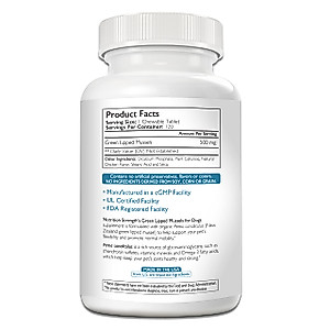 Nutrition Strength Green Lipped Mussels for Dogs for Joint Support & Inflammatory Relief, Promote Normal Mobility & Flexibility, Boost Prebiotic Activity, Support Gut Microbiome, 120 Chewable Tablets