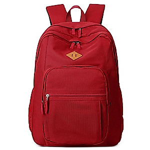abshoo Girls Solid Color Backpack For College Women Water Resistant School Bag (Red)