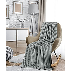Utopia Bedding Cotton Waffle Blanket 300 GSM (Cool Grey - 90x90 Inches) Soft Lightweight Breathable Bed Blanket Queen Size Layering Any Bed for All Season